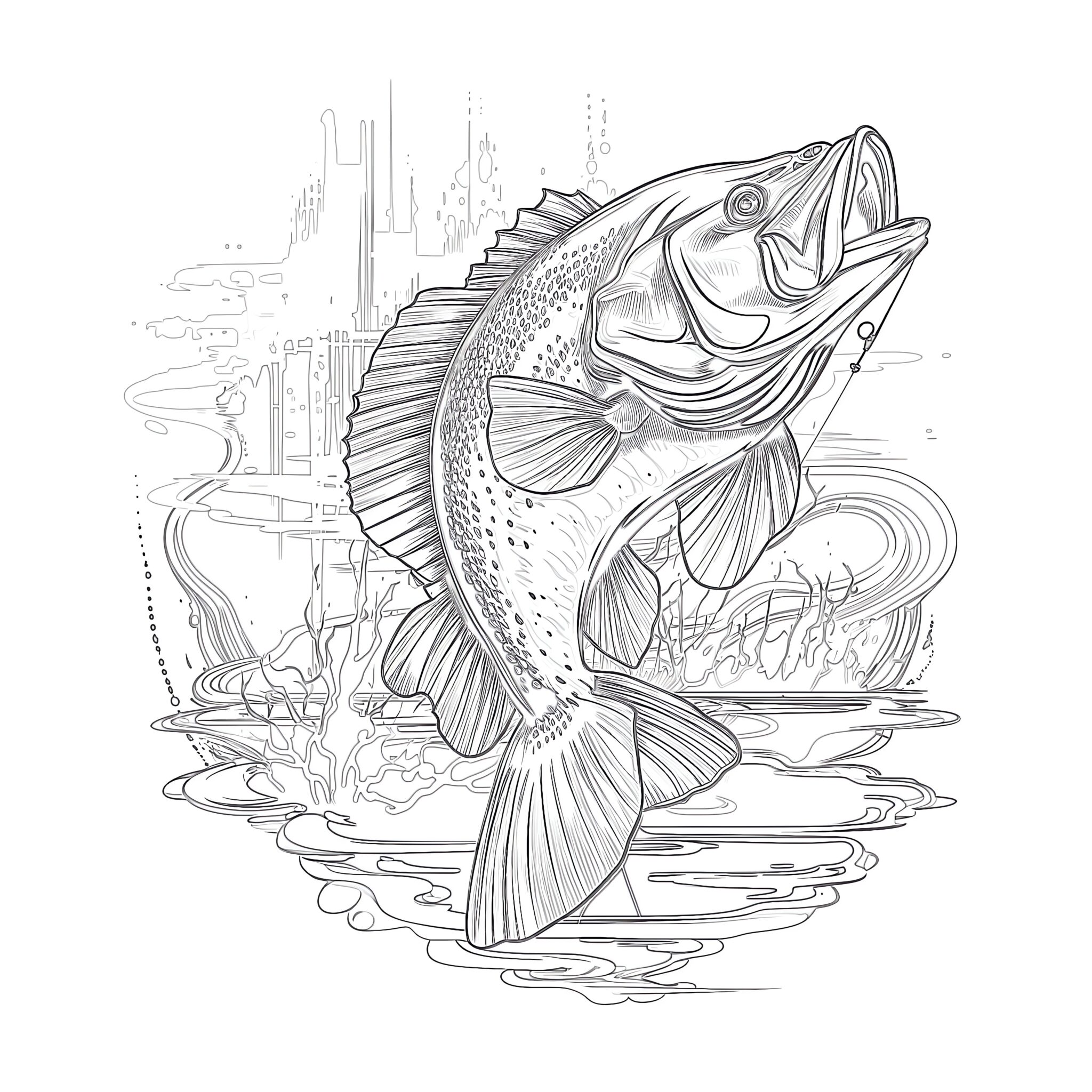 Bass Fishing Coloring Pages | Coloring Pages Mimi Panda