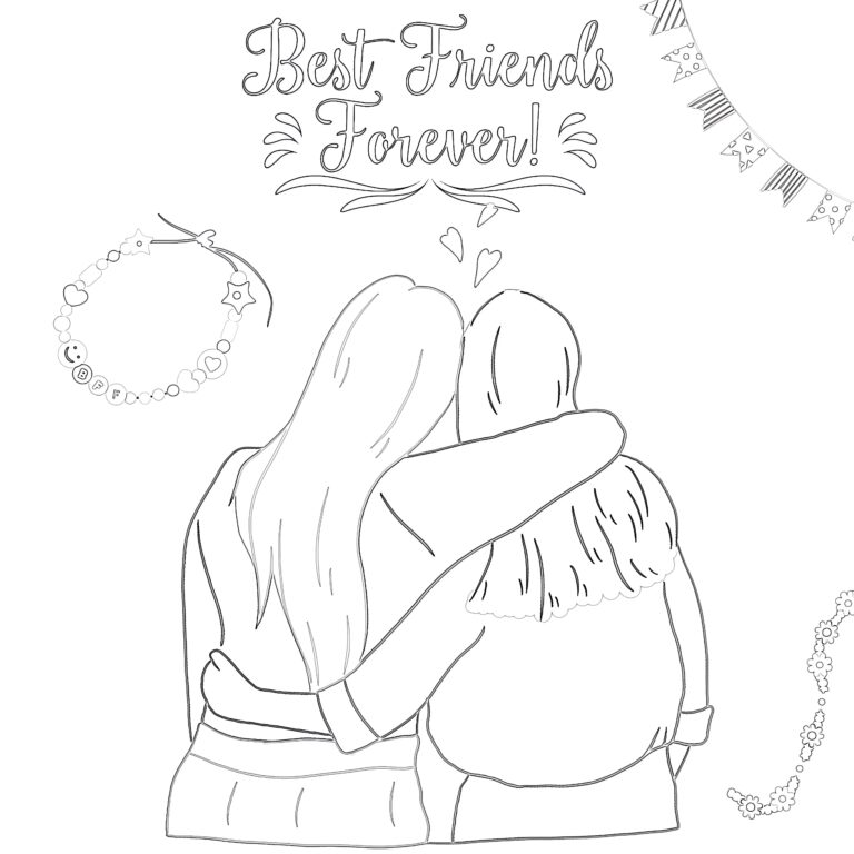 Best Friend Coloring Page Free | Coloring Pages Mimi Panda