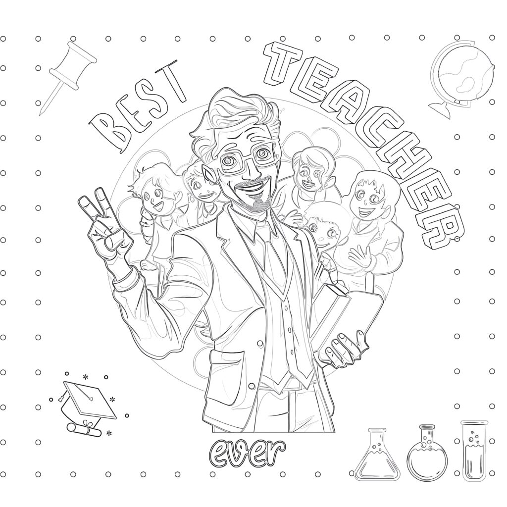 Best Teacher Ever Coloring Page | Coloring Pages Mimi Panda