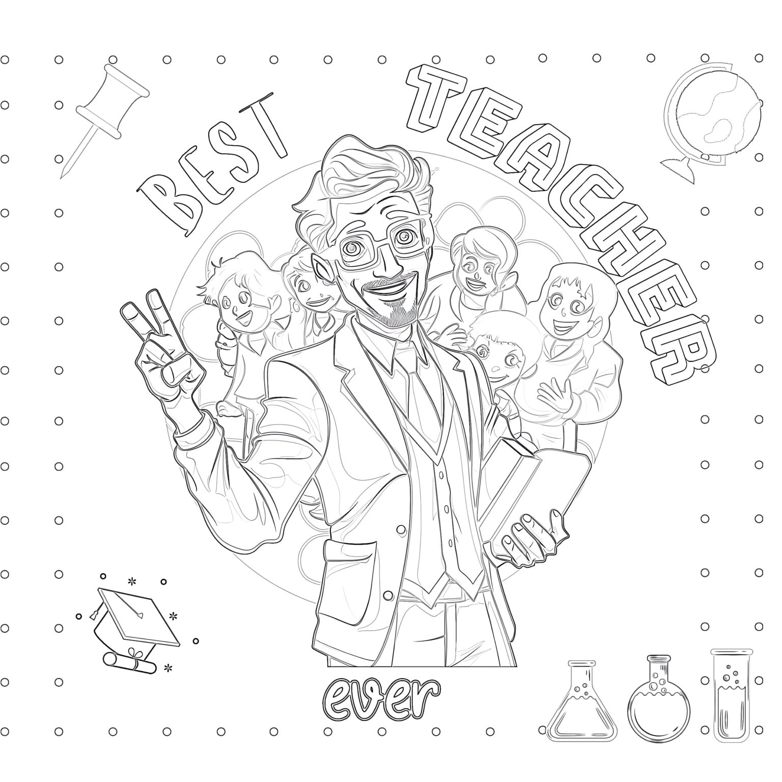 Best Teacher Ever Coloring Page | Coloring Pages Mimi Panda
