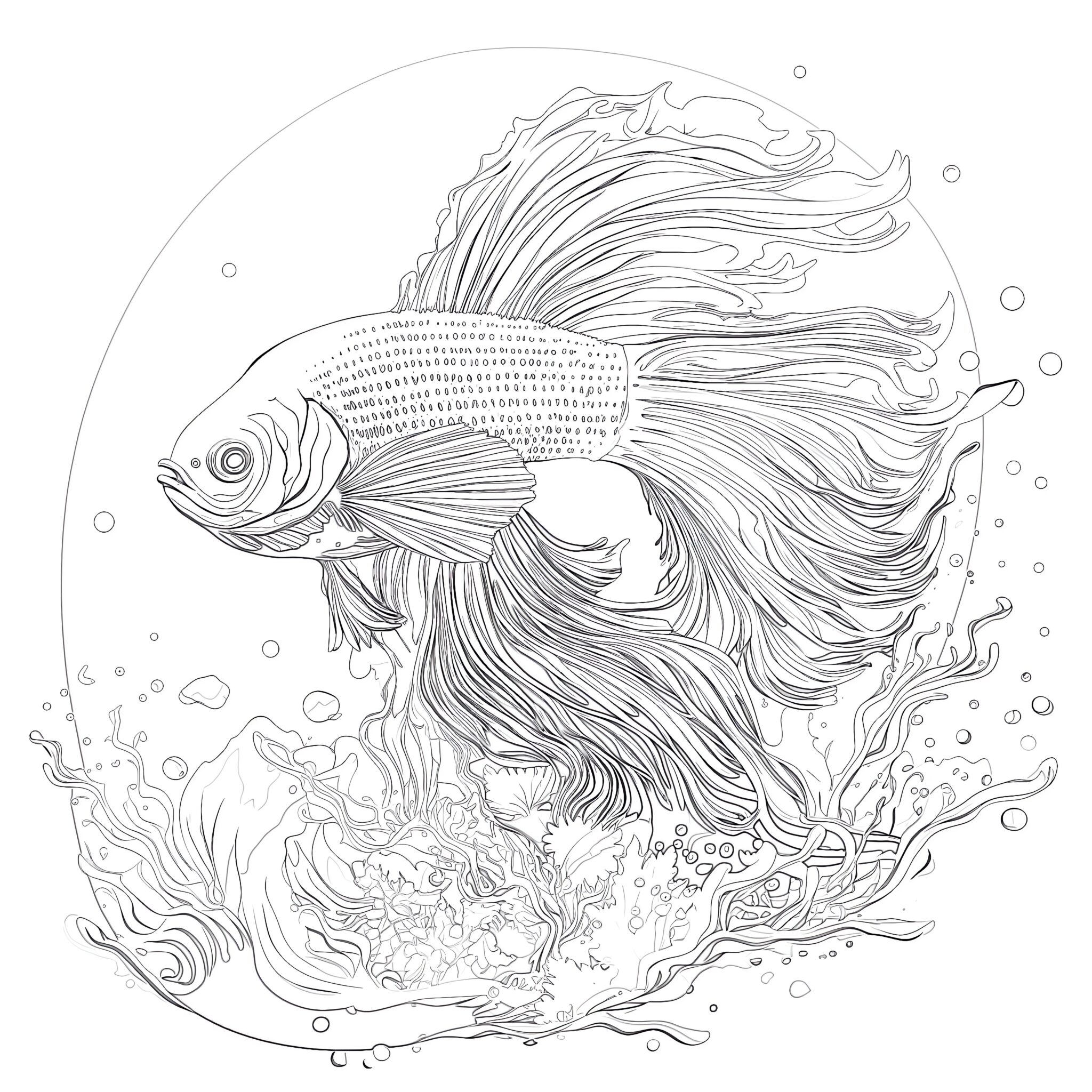 Beta Fish Coloring Pages | Coloring Pages Mimi Panda