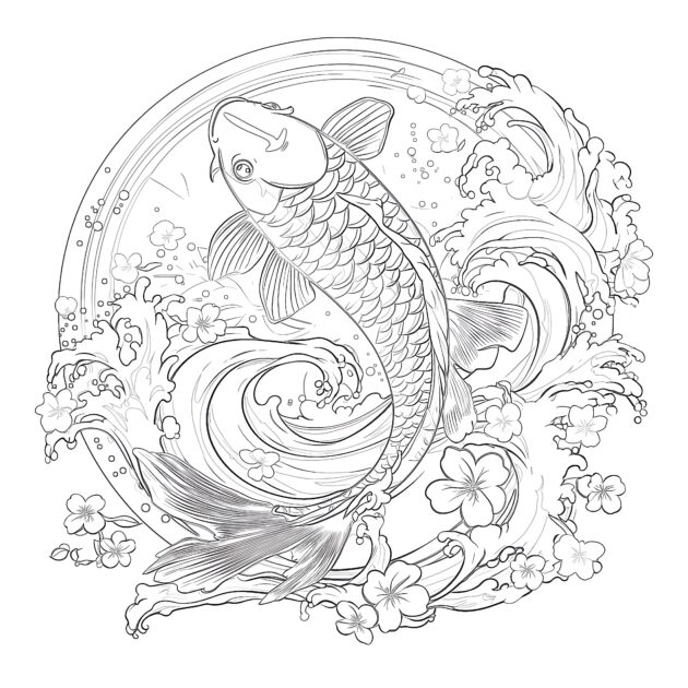 Coloring Pages Koi Fish | Coloring Pages Mimi Panda
