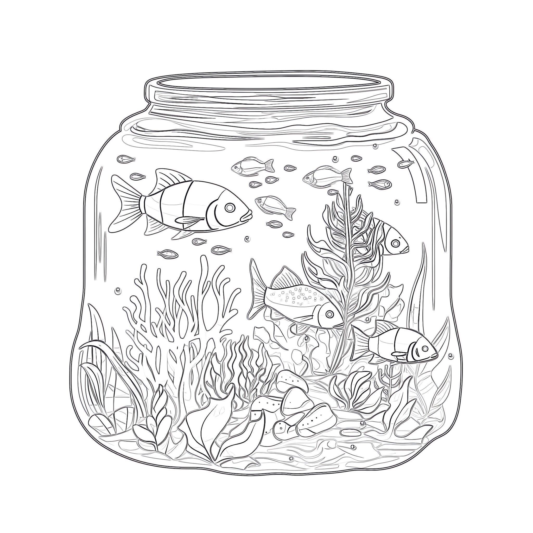 Fish Tank Coloring Page | Coloring Pages Mimi Panda