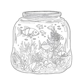 Fish Tank Coloring Page | Coloring Pages Mimi Panda
