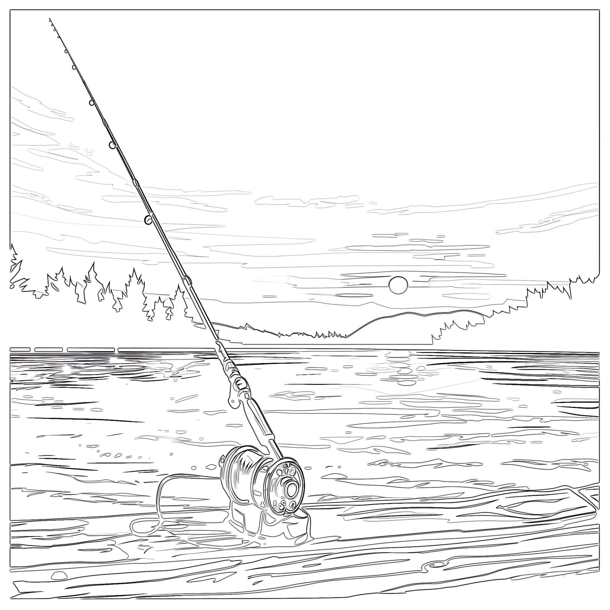 Fishing Rod Coloring Pages | Coloring Pages Mimi Panda