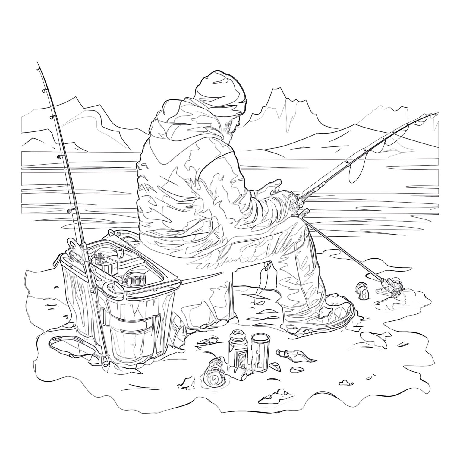 Ice Fishing Coloring Pages | Coloring Pages Mimi Panda