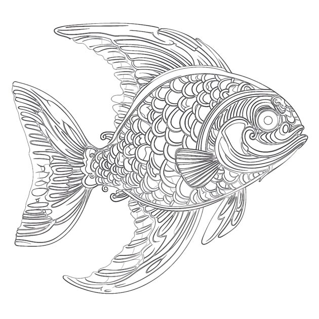 Large Fish Coloring Page | Coloring Pages Mimi Panda