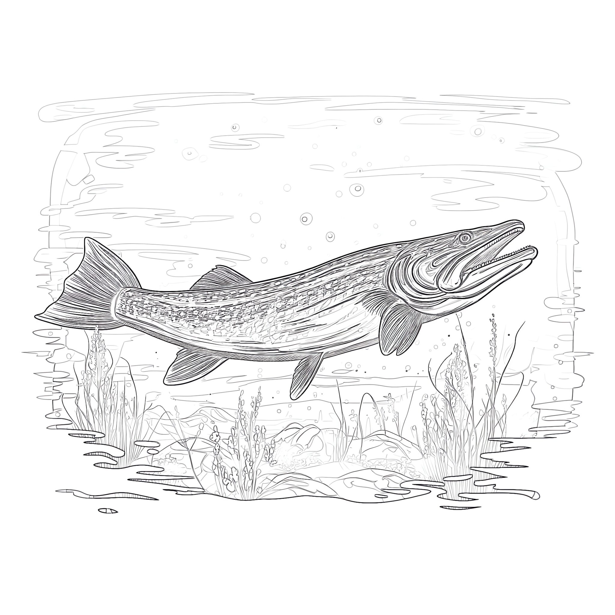 Northern Pike Coloring Page | Coloring Pages Mimi Panda