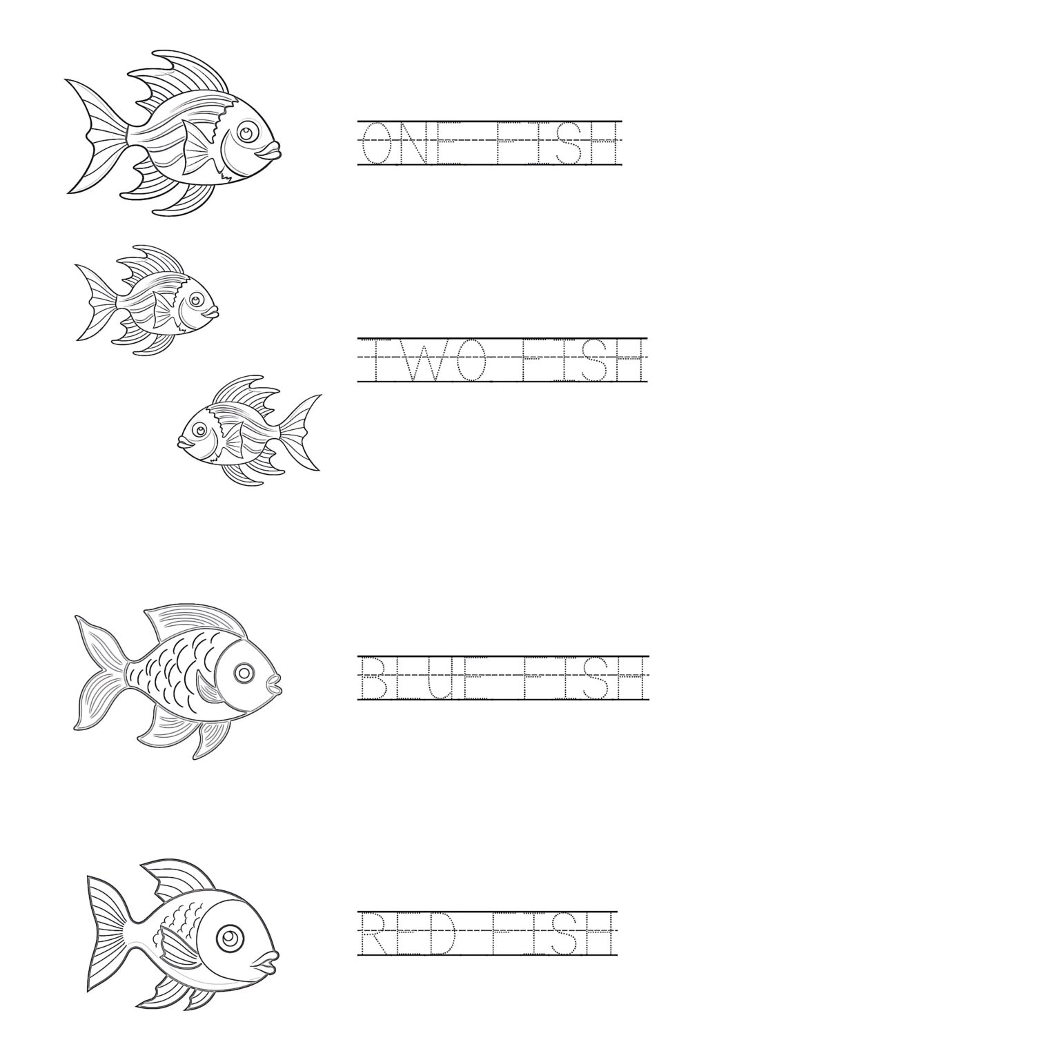 One Fish Two Fish Coloring Pages Printable | Coloring Pages Mimi Panda