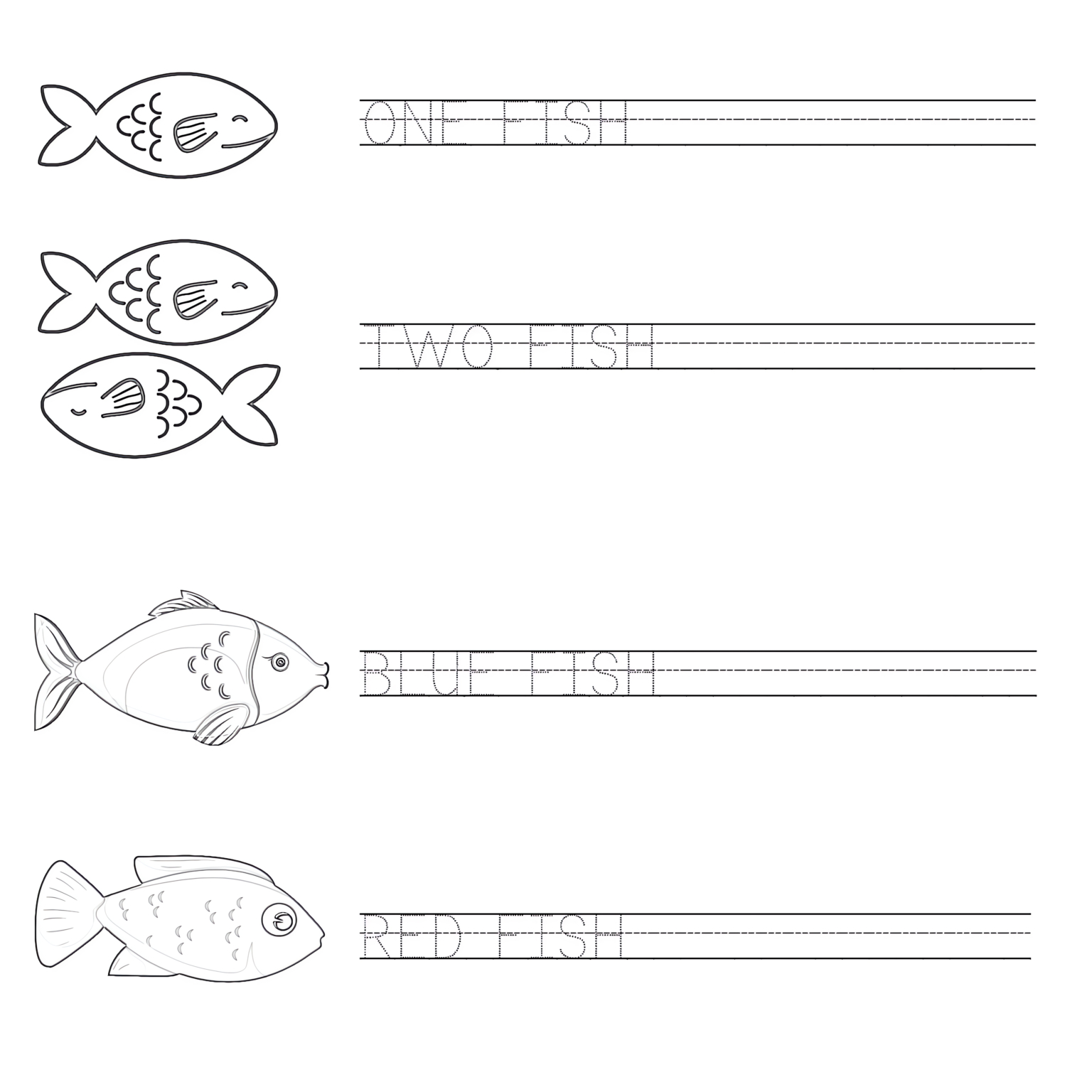 One Fish Two Fish Coloring Pages Printable | Coloring Pages Mimi Panda