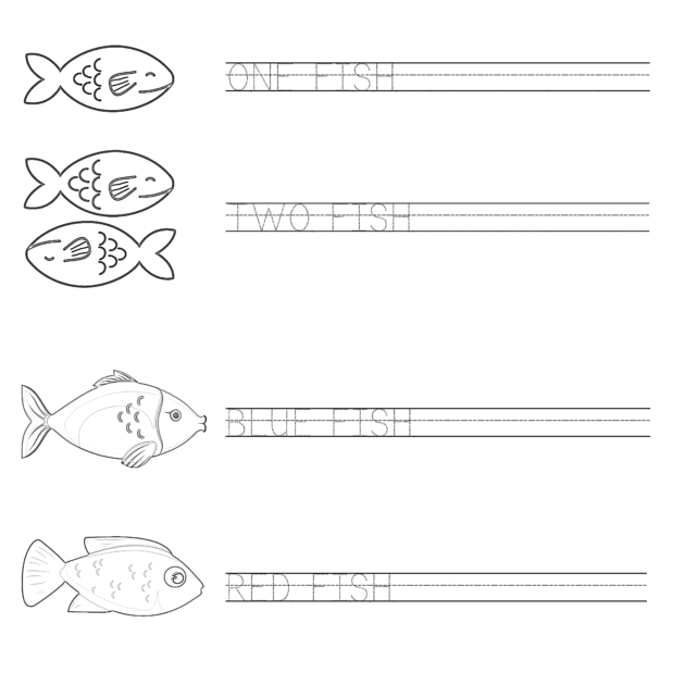 One Fish Two Fish Coloring Pages Printable | Coloring Pages Mimi Panda