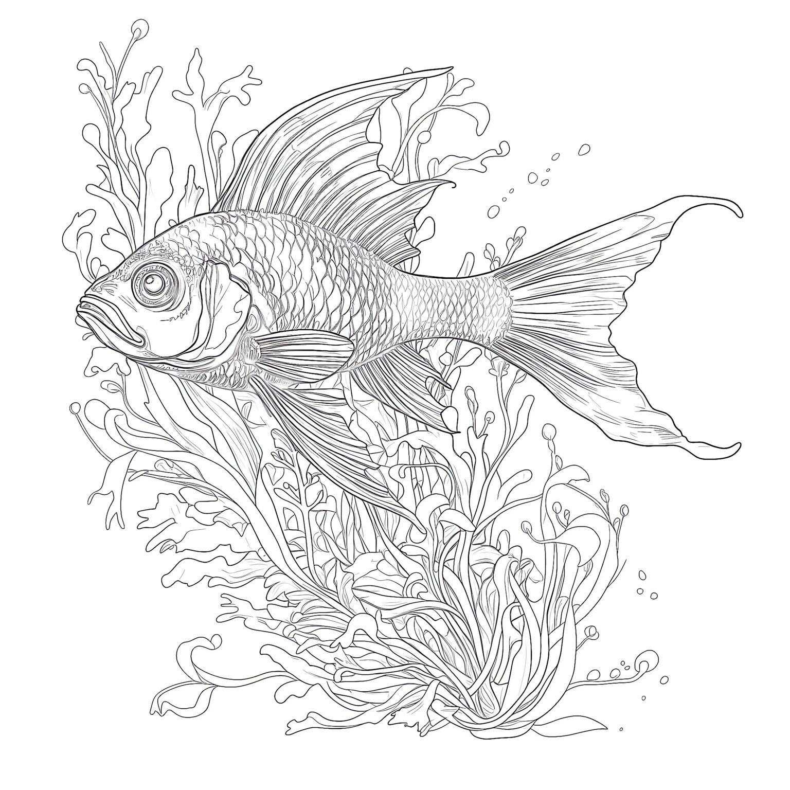 Realistic Fish Coloring Pages For Adults | Coloring Pages Mimi Panda