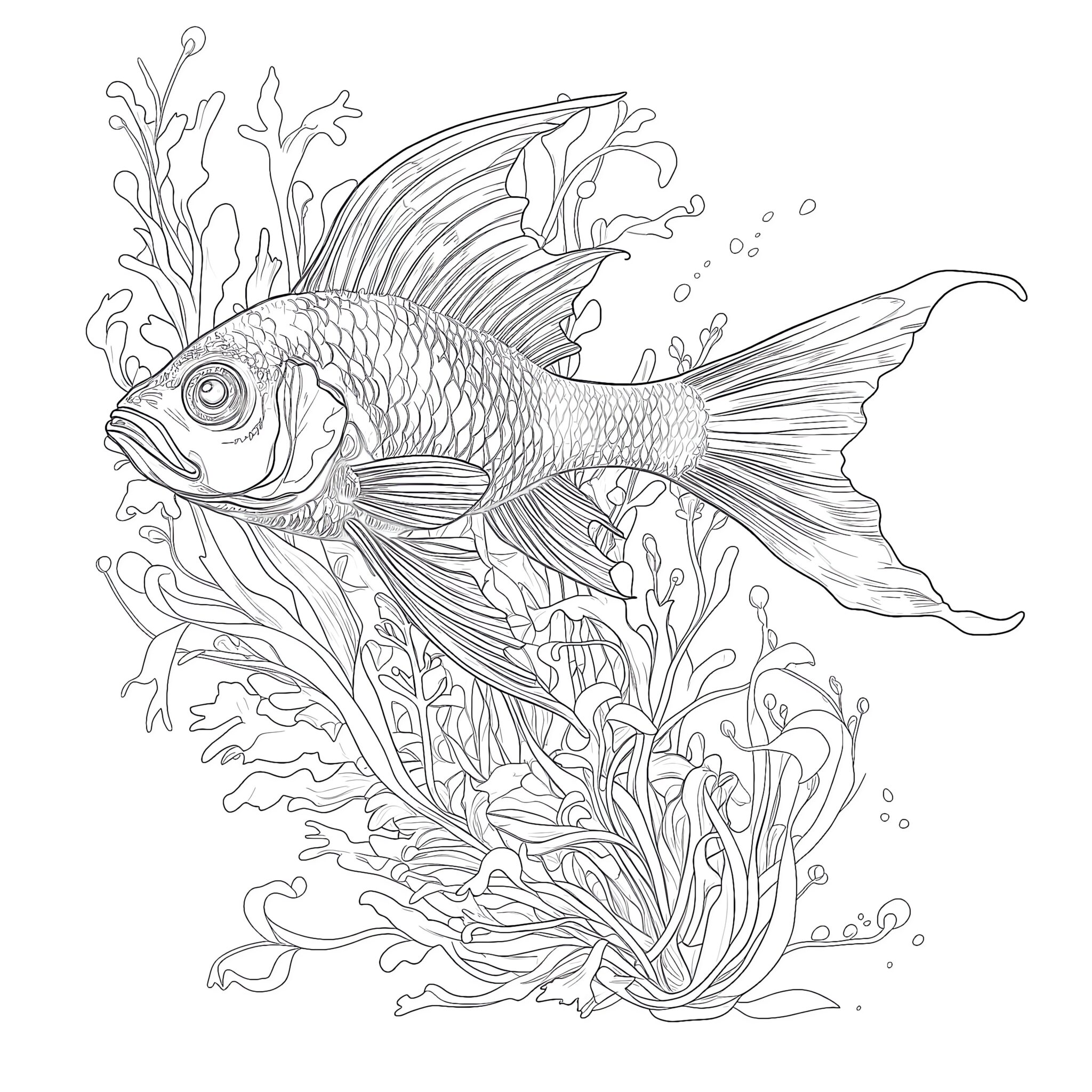 Realistic Fish Coloring Pages For Adults | Coloring Pages Mimi Panda