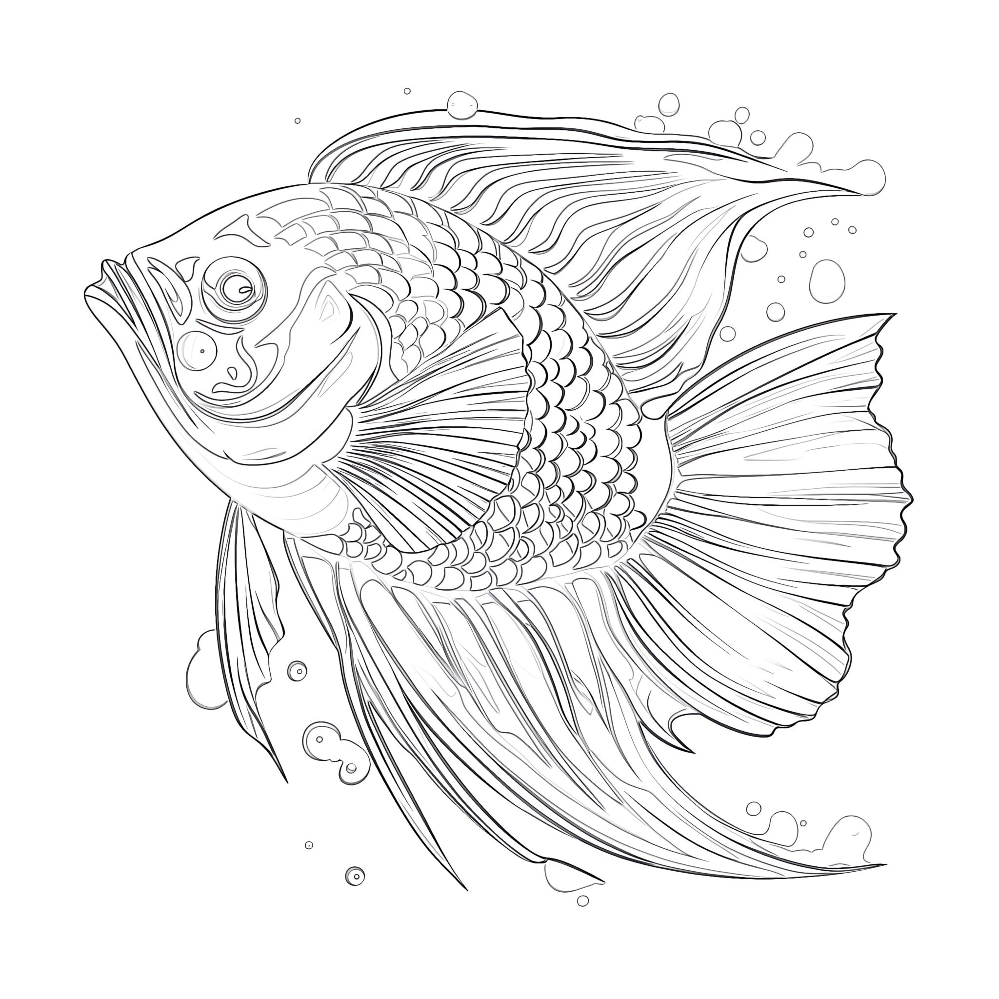 Realistic Fish Coloring Pages For Adults | Coloring Pages Mimi Panda