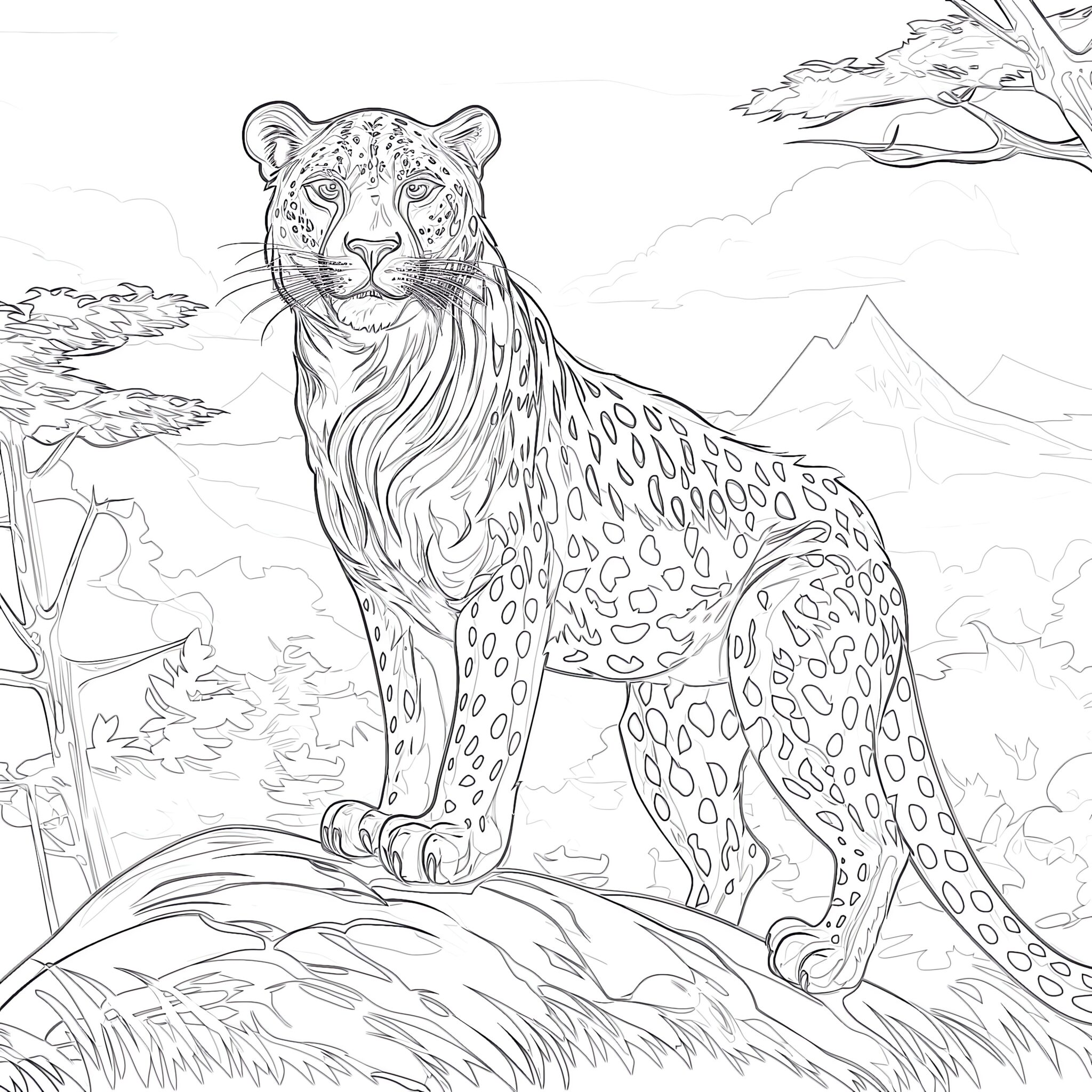 Easy Cheetah Coloring Pages | Coloring Pages Mimi Panda