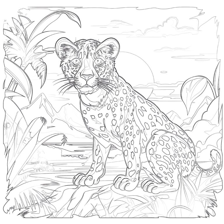 Easy Cheetah Coloring Pages | Coloring Pages Mimi Panda