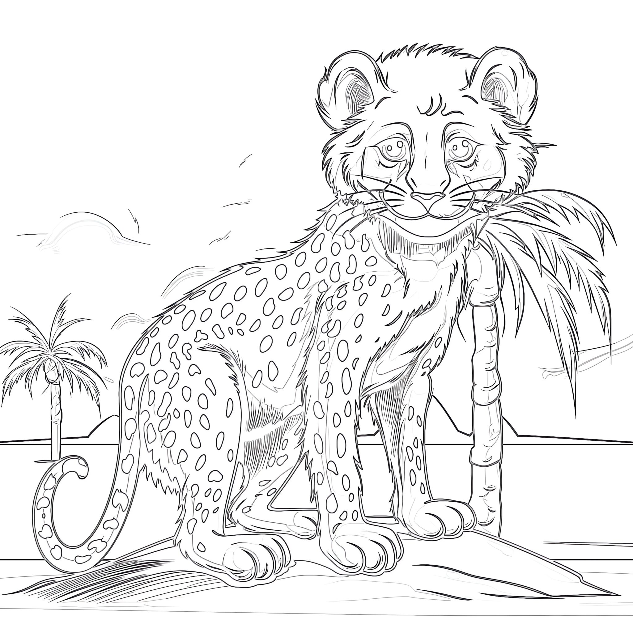 Cheetah Color Sheet | Coloring Pages Mimi Panda