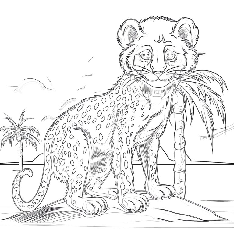 Cheetah Color Sheet | Coloring Pages Mimi Panda