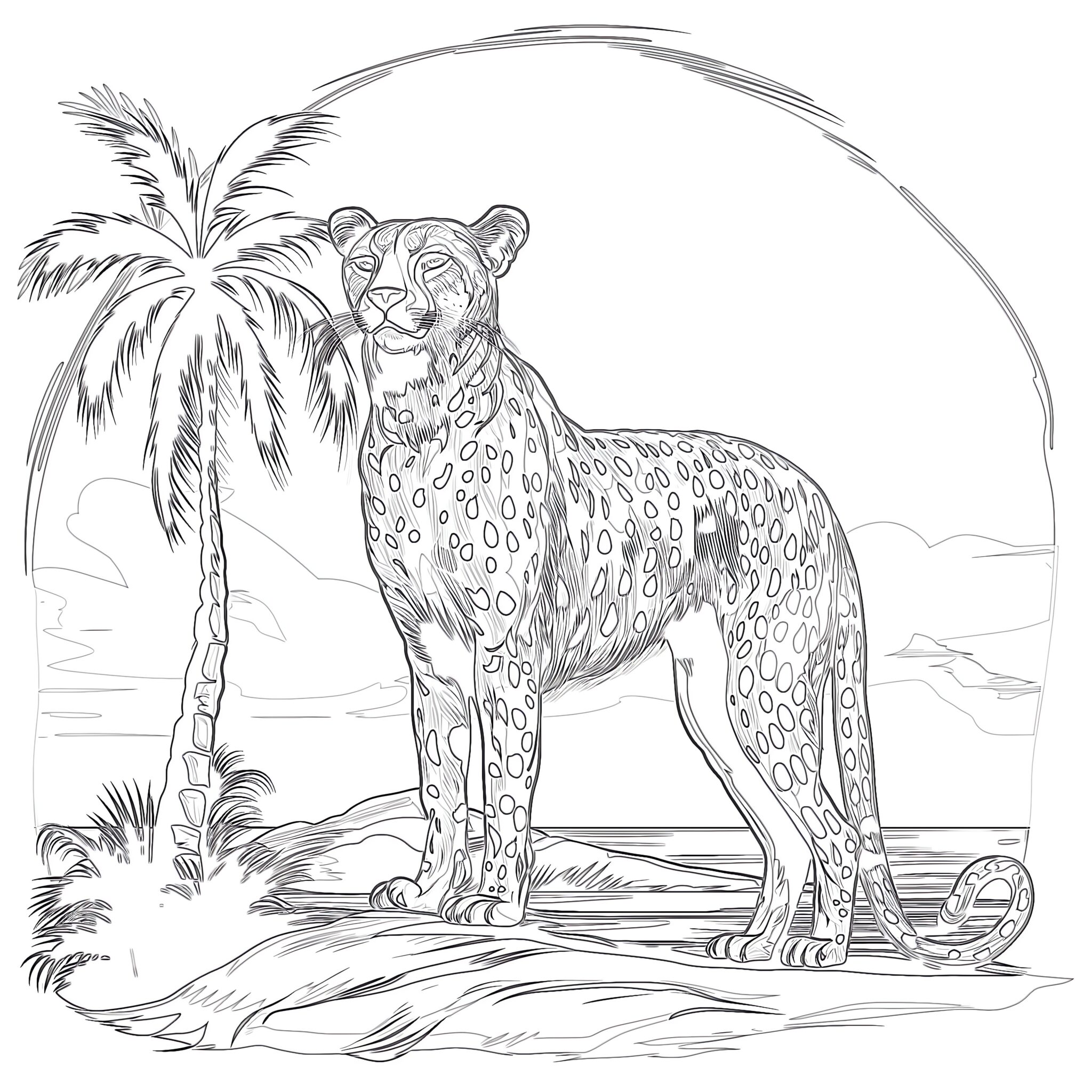 Cheetah Coloring Picture | Coloring Pages Mimi Panda