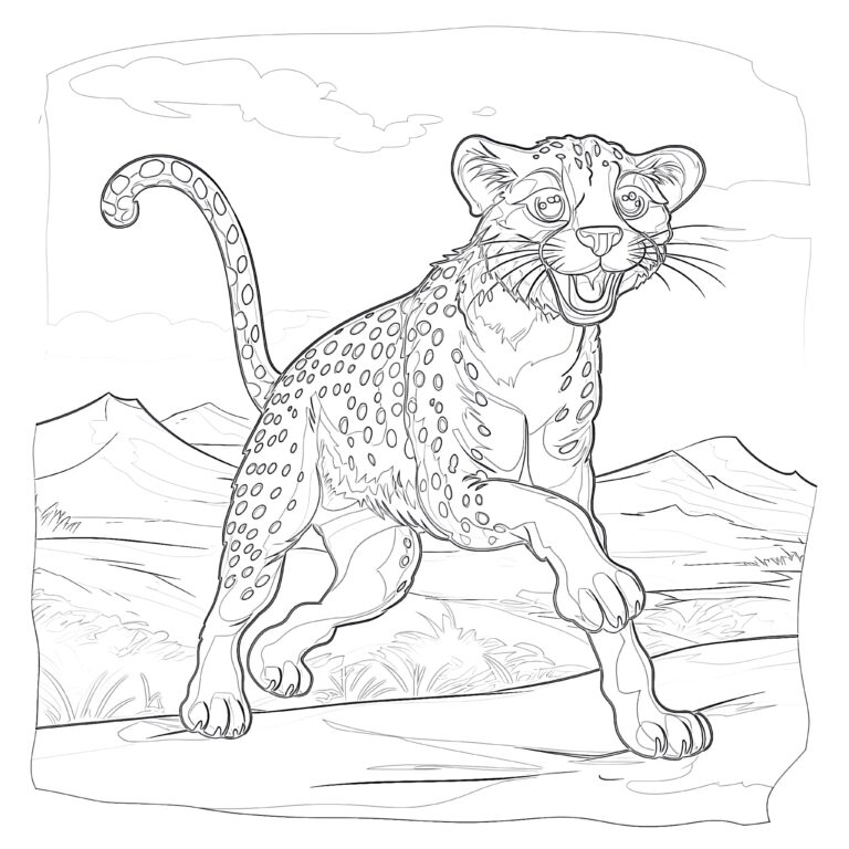 Cheetah Coloring Page Free | Coloring Pages Mimi Panda
