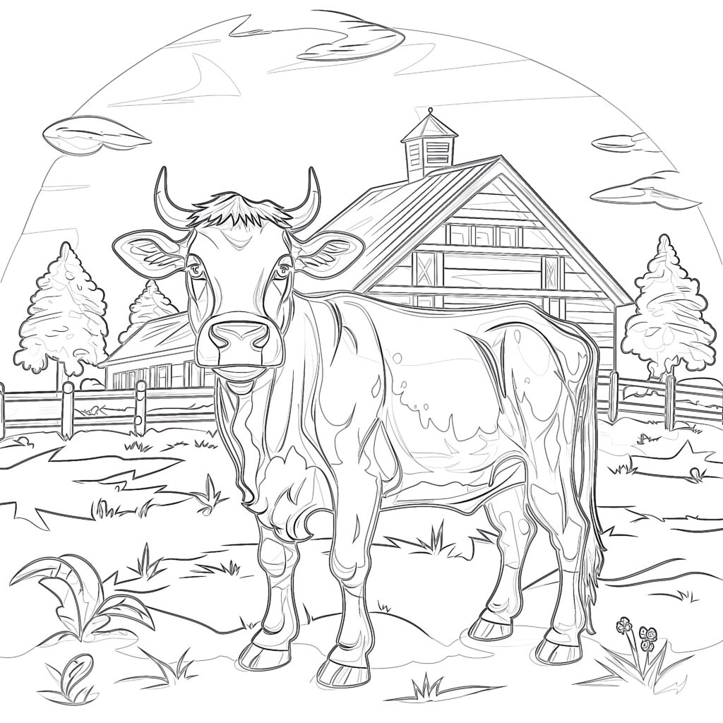 Vaca Para Colorear | Páginas Para Colorear Mimi Panda⁤