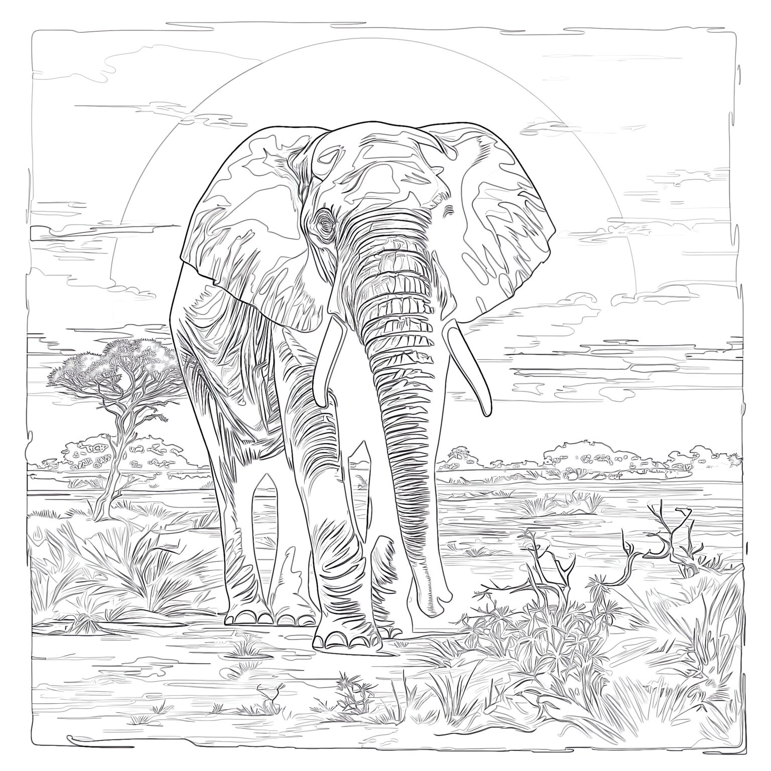 Coloring Sheet Elephant | Coloring Pages Mimi Panda