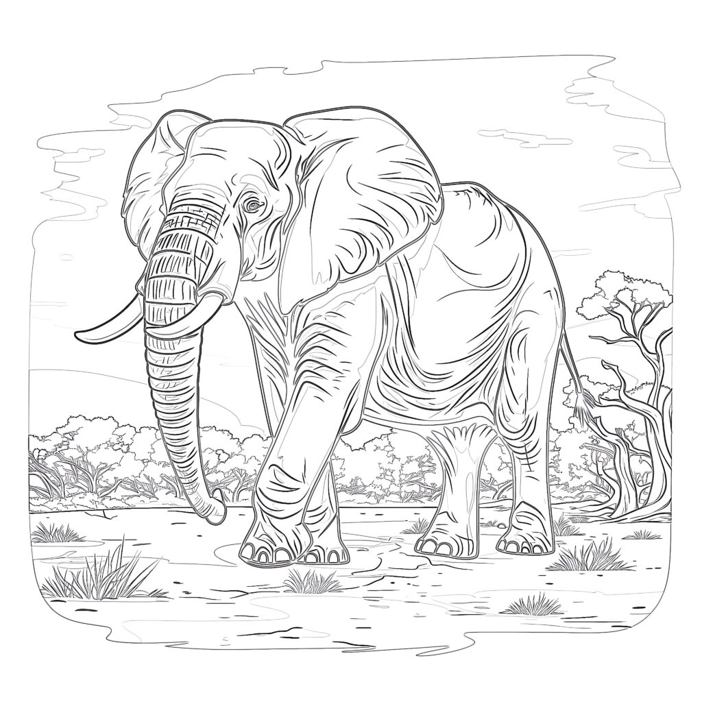 Cute Coloring Pages Of Elephants | Coloring Pages Mimi Panda