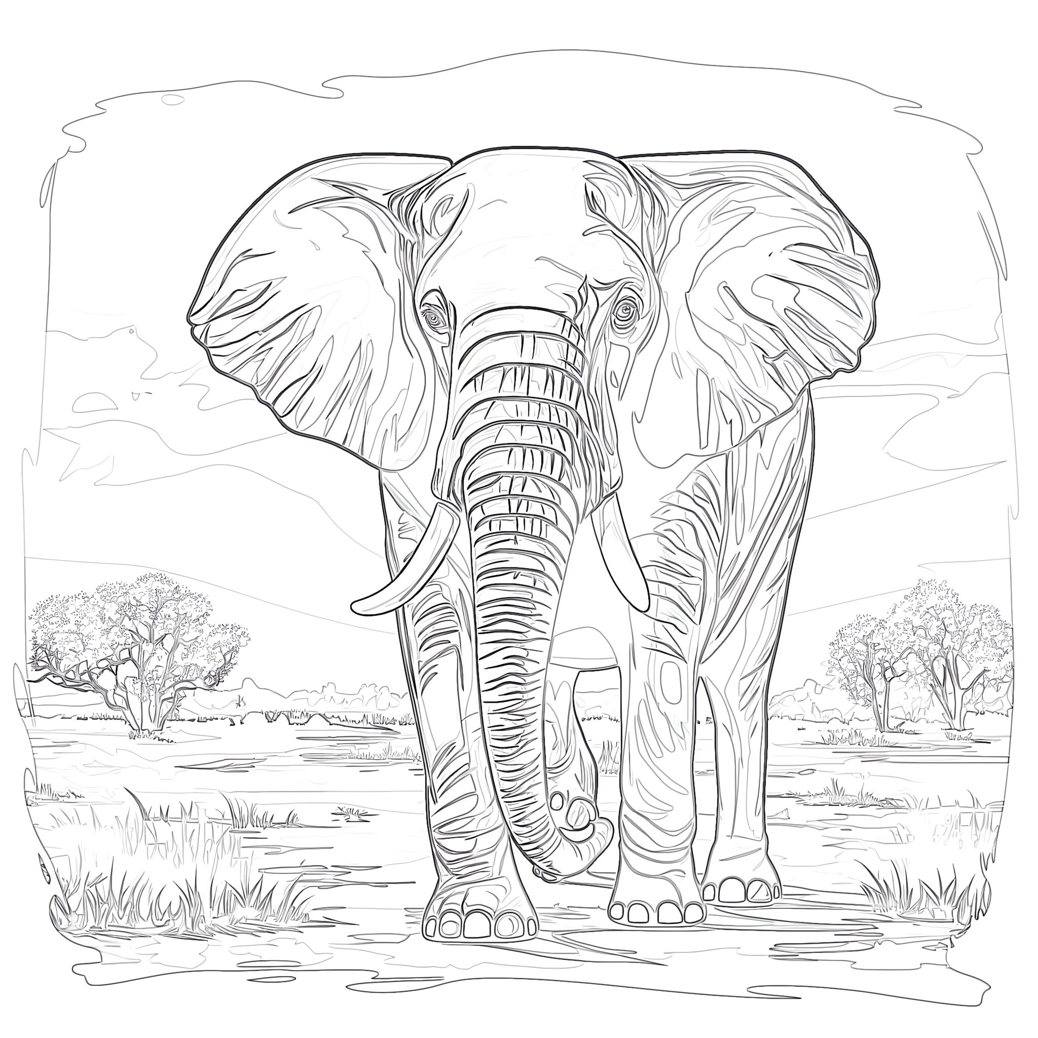 Coloring Pages Elephant Printable | Coloring Pages Mimi Panda