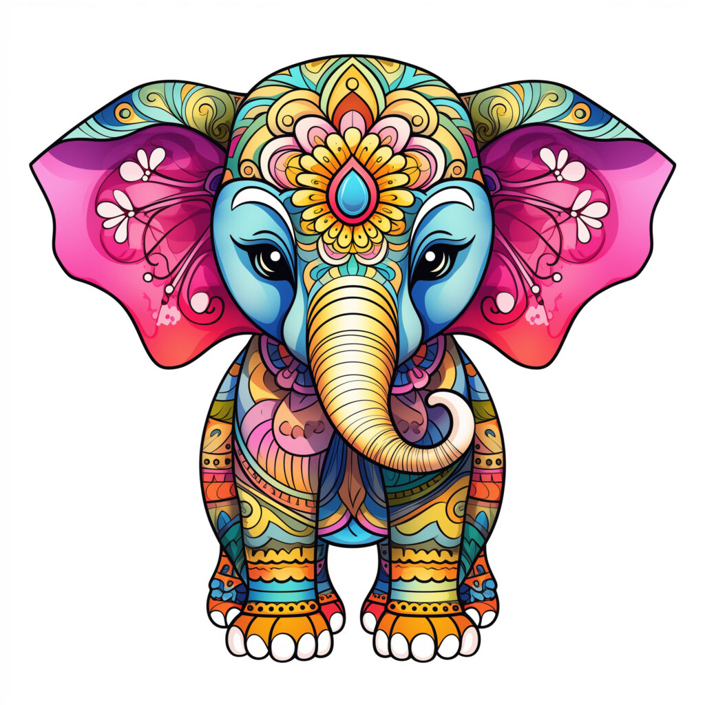 Elephant Colouring In Picture | Coloring Pages Mimi Panda