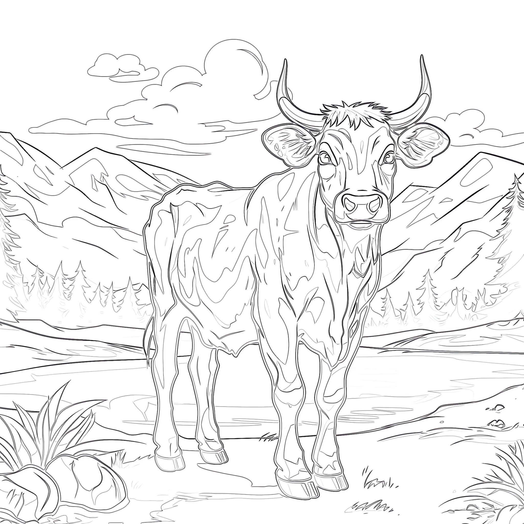 Free Coloring Pages Cows | Coloring Pages Mimi Panda