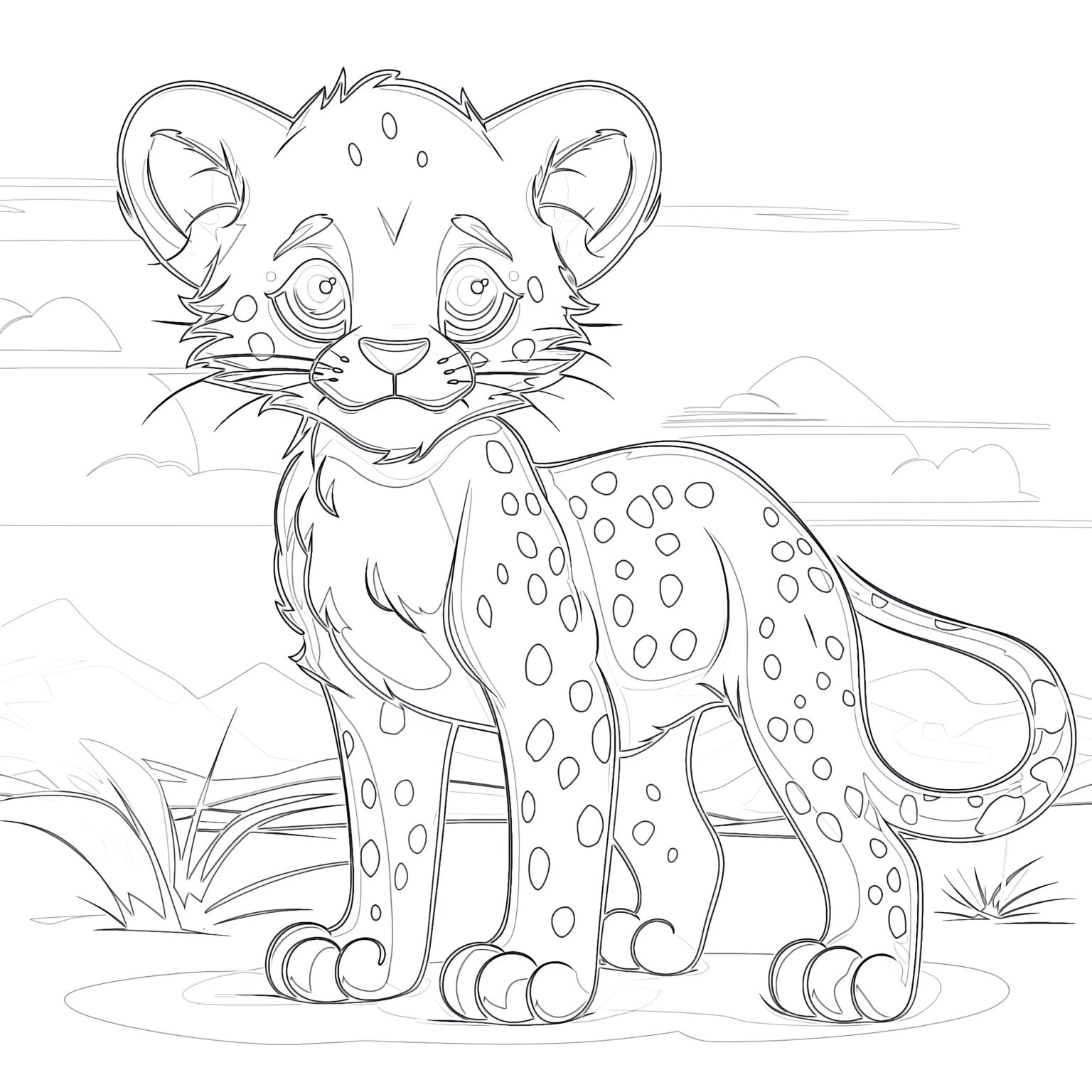 Cheetah Coloring Pages Free | Coloring Pages Mimi Panda