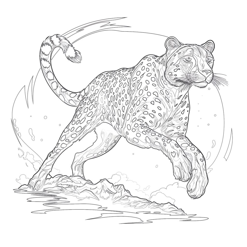 Cheetah Color Sheet | Coloring Pages Mimi Panda