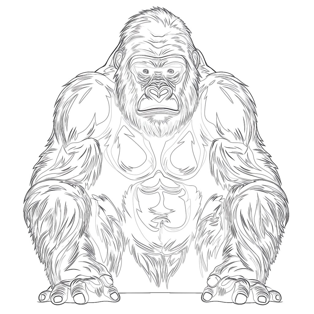 Funny Gorilla Coloring Page | Coloring Pages Mimi Panda
