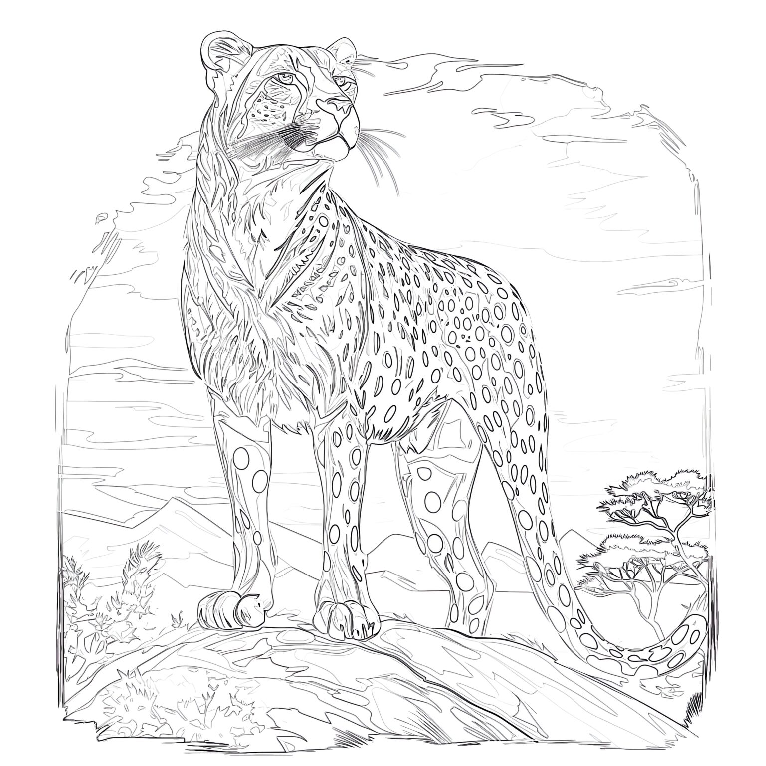 Cheetah Coloring Pages Free | Coloring Pages Mimi Panda