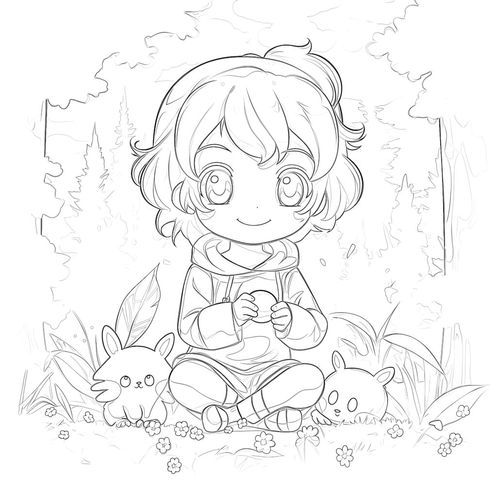 Anime Coloring Printable Coloring Page | Coloring Pages Mimi Panda
