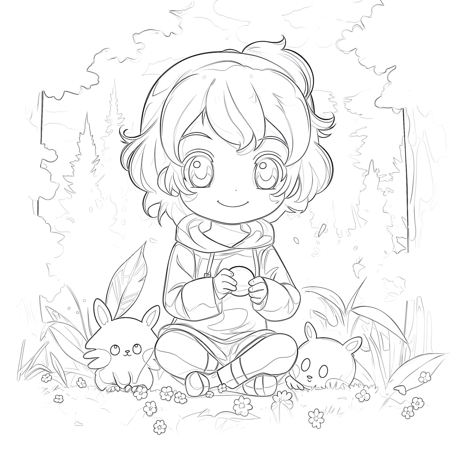 Anime Coloring Printable Coloring Page | Coloring Pages Mimi Panda