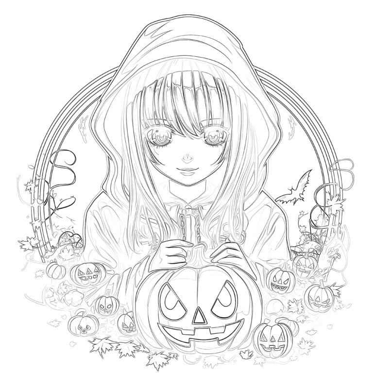 Anime Halloween Coloring Pages | Coloring Pages Mimi Panda