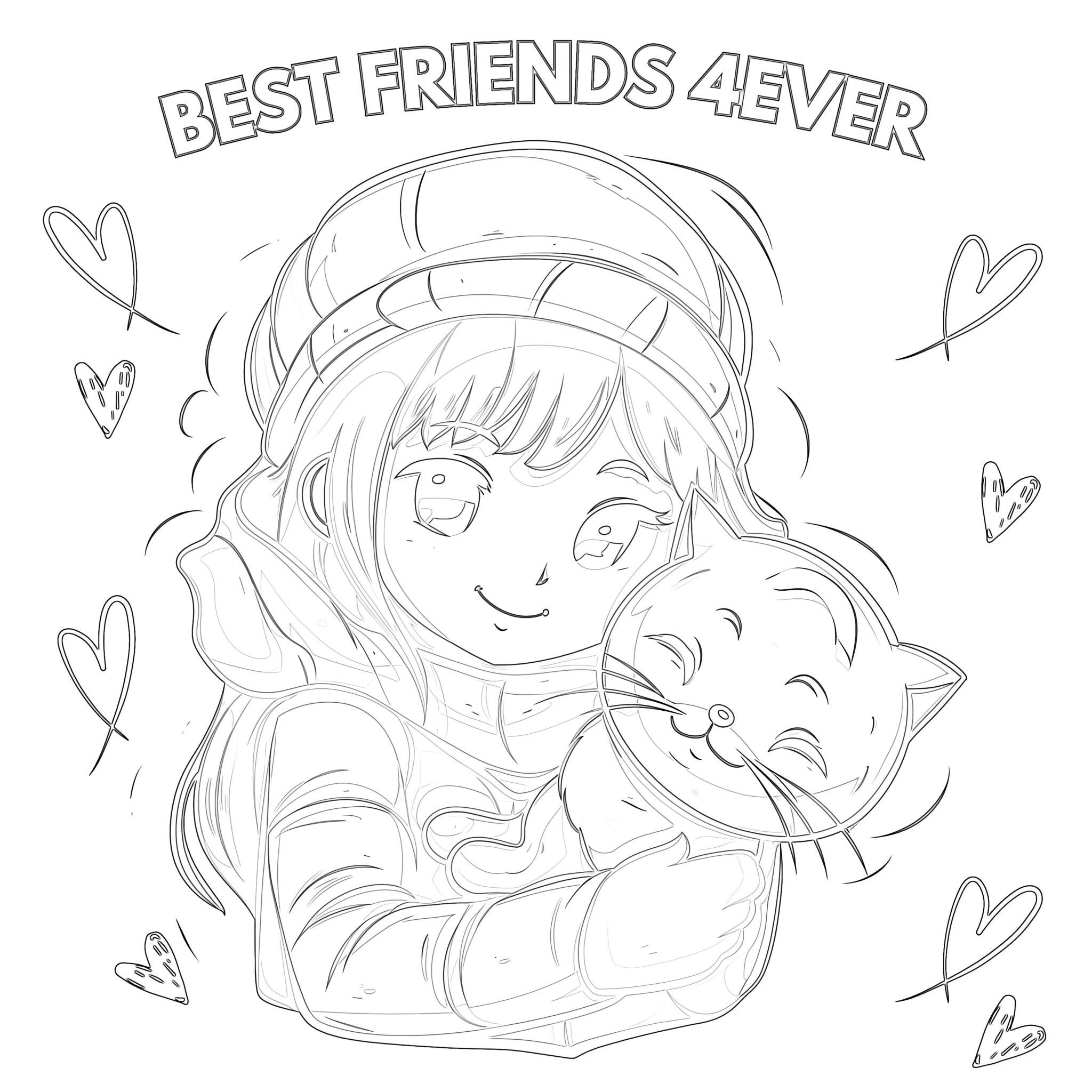 Best Friends Coloring Pages Free | Coloring Pages Mimi Panda