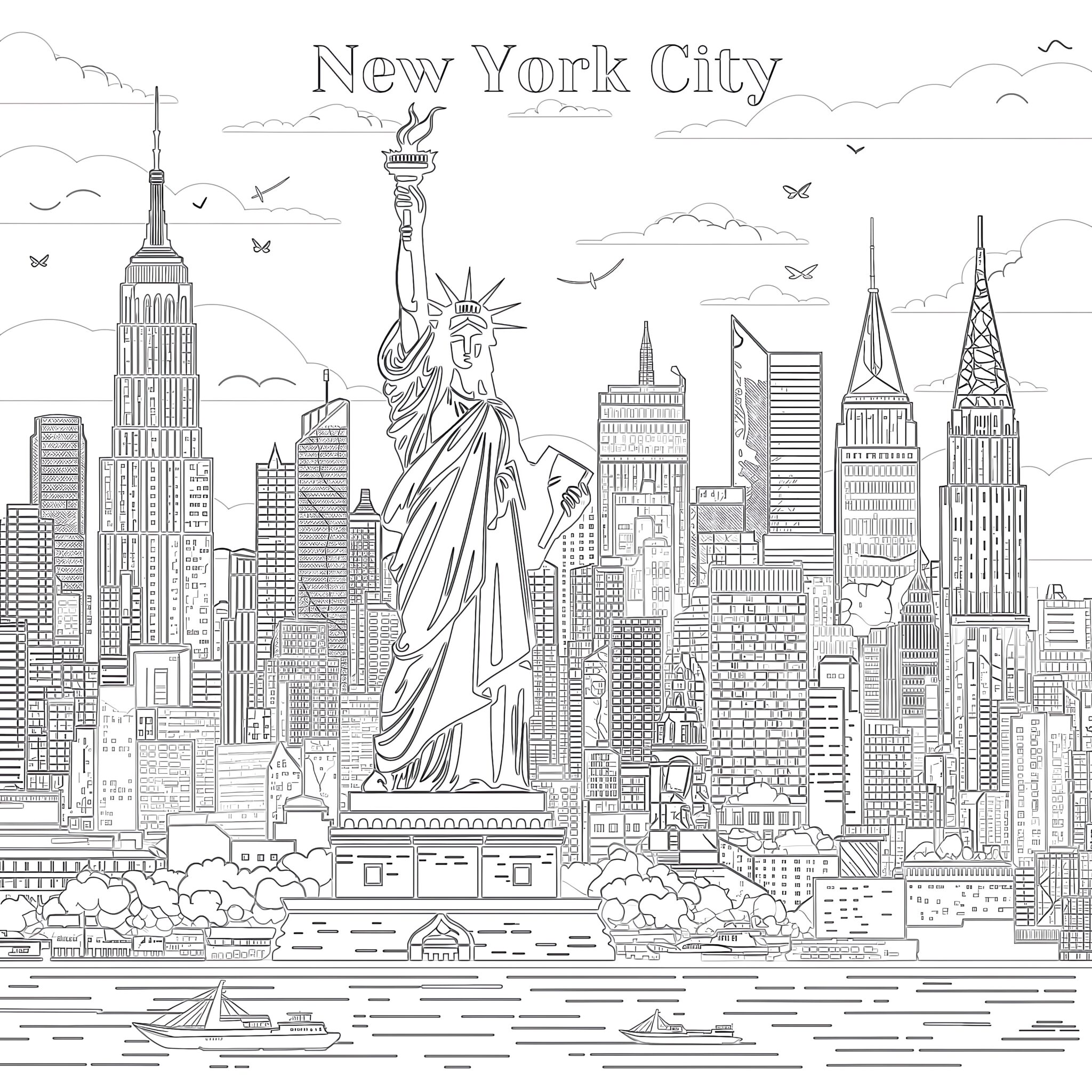 Best New York Coloring Page | Coloring Pages Mimi Panda