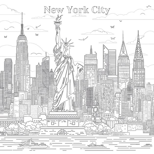 Best New York Coloring Page | Coloring Pages Mimi Panda