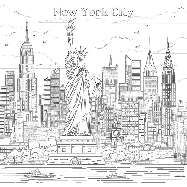 Best New York Coloring Page | Coloring Pages Mimi Panda