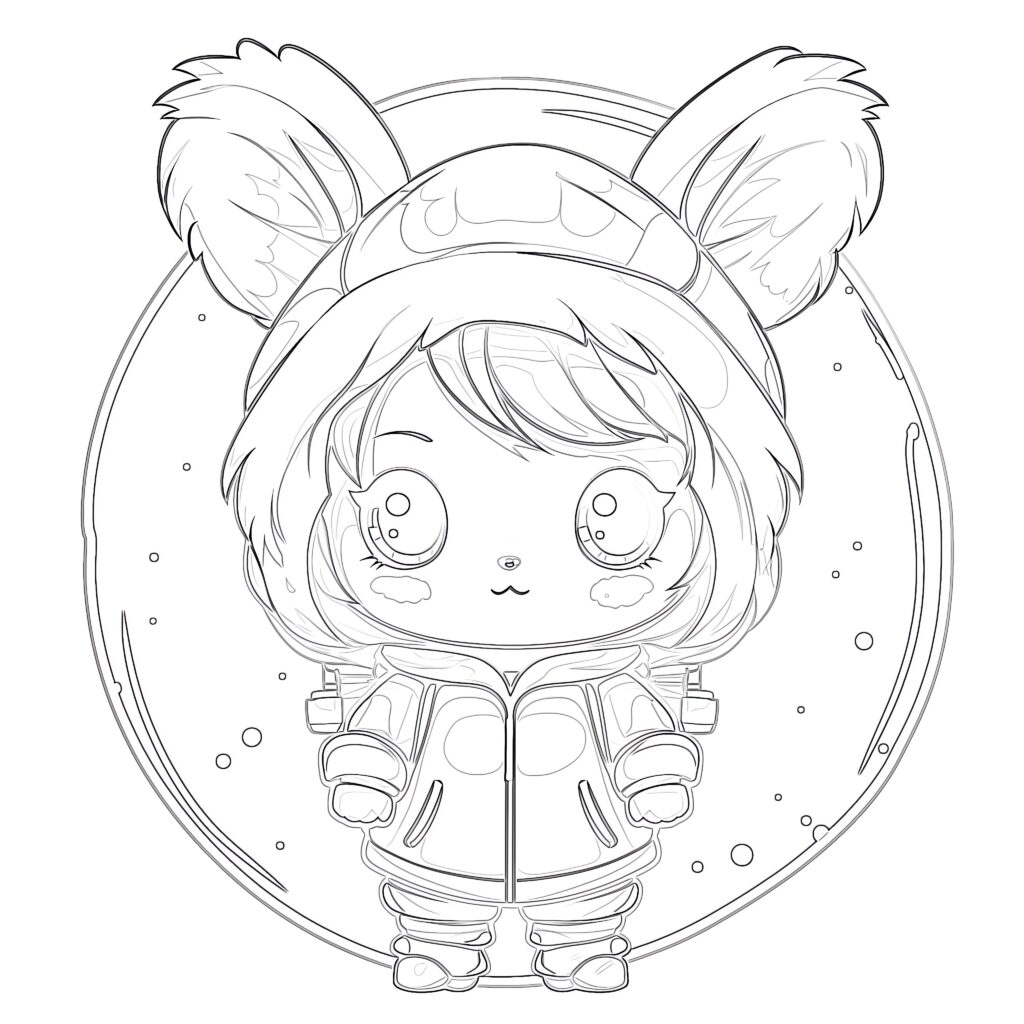 Cute Anime Coloring Sheet Coloring Page | Coloring Pages Mimi Panda