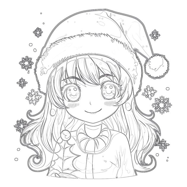 Christmas Anime Coloring Pages | Coloring Pages Mimi Panda