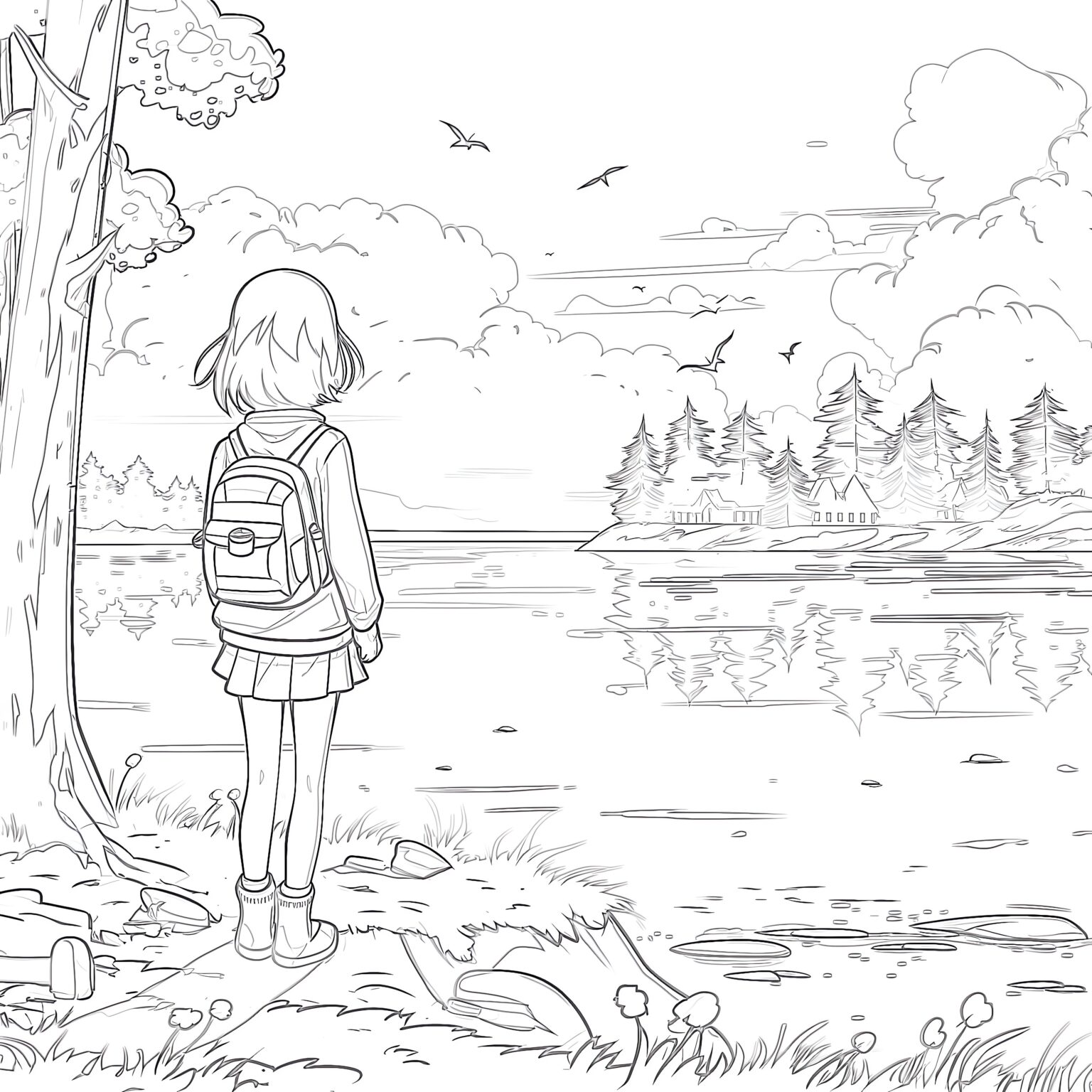 Drawing Pages Anime Coloring Page | Coloring Pages Mimi Panda