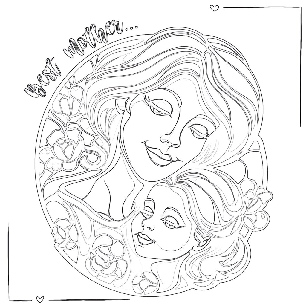 Best Mother Coloring Page | Coloring Pages Mimi Panda