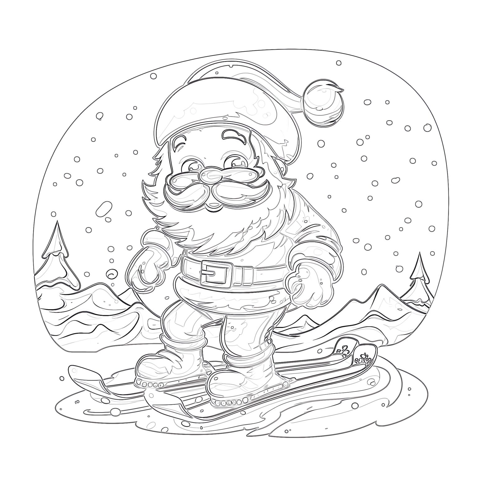 Christmas Coloring Santa | Coloring Pages Mimi Panda