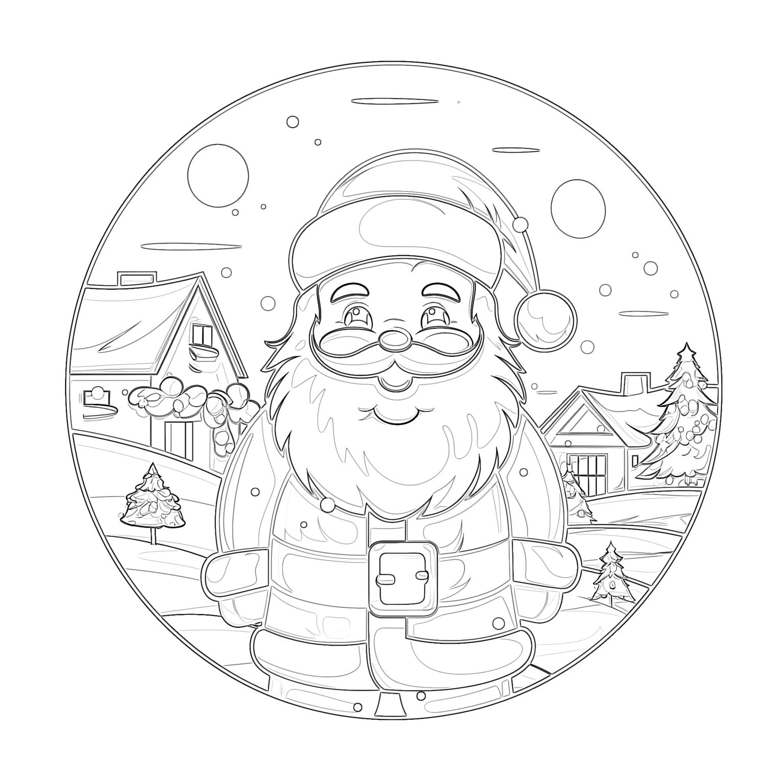 Colored Santa Claus Coloring Page | Coloring Pages Mimi Panda