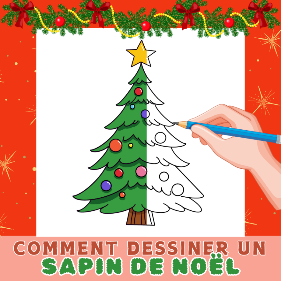 Comment Dessiner Un Sapin De Noël | Tutoriels de Dessin Mimi Panda