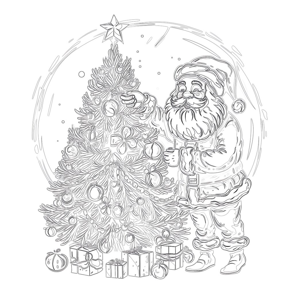 Santa Face For Colouring | Coloring Pages Mimi Panda