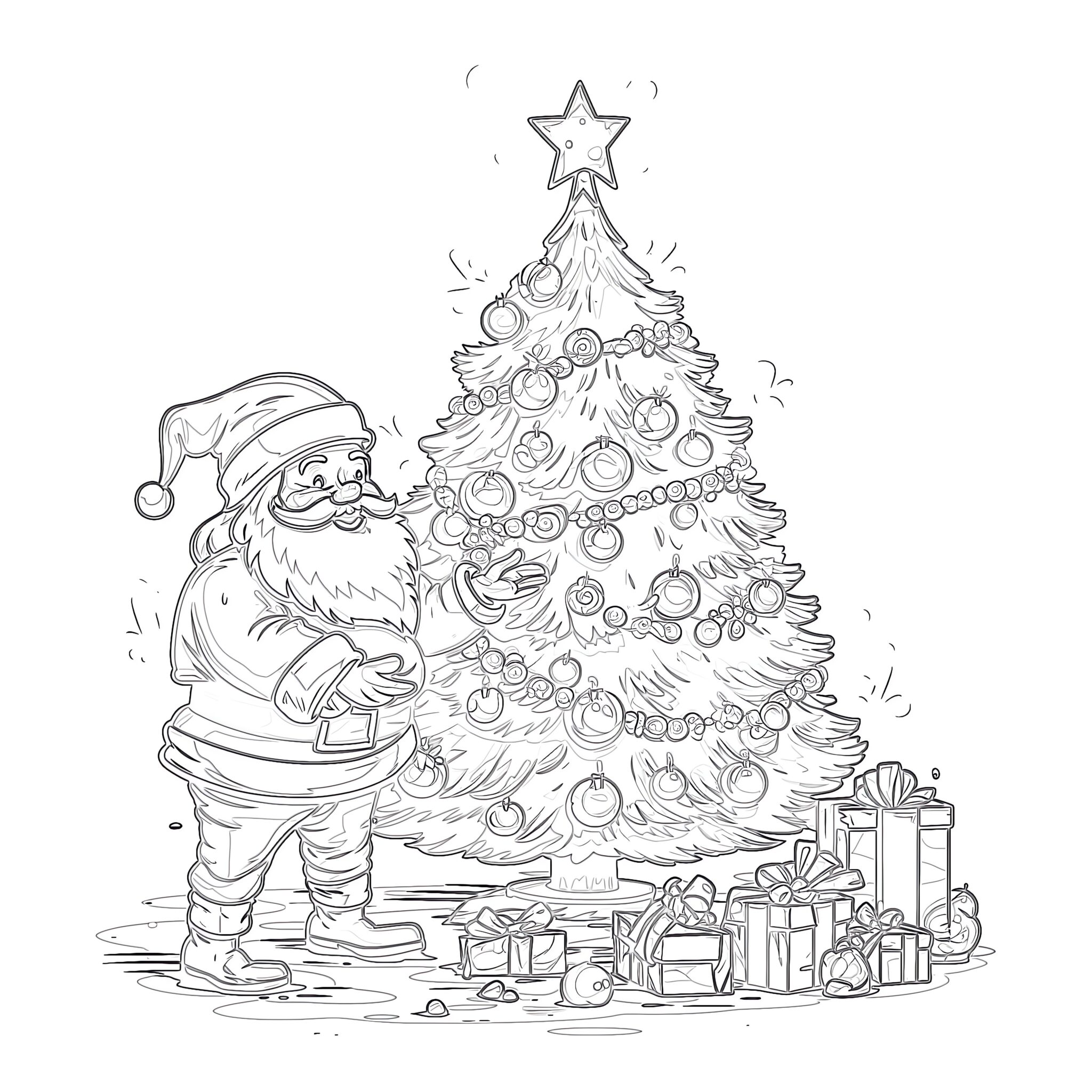 Santa Claus With Reindeer Coloring Pages | Coloring Pages Mimi Panda